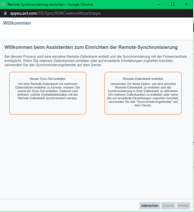 So erstellen und synchronisieren Sie eine Remote-Datenbank in Act! Premium Cloud