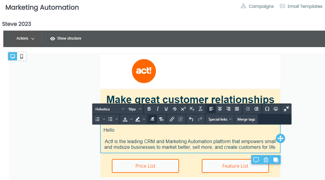How to Add Merge Fields and Special Links to Act! Marketing Automation ...
