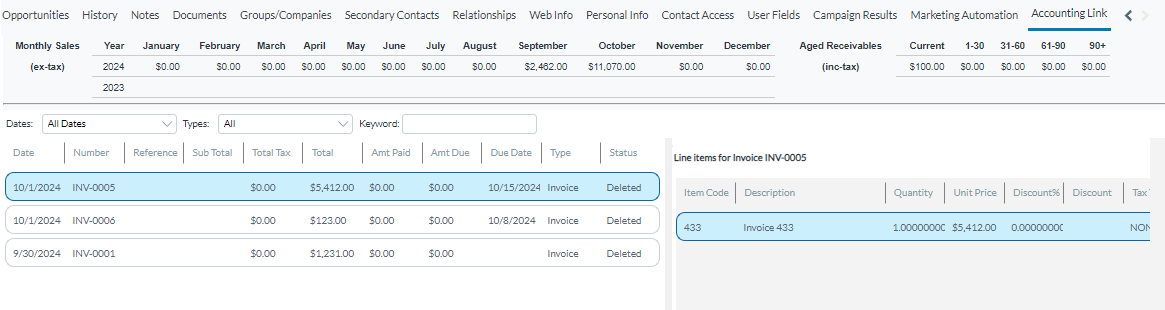 How to Work with the Accounting Link tab when using the Act! Accounting ...