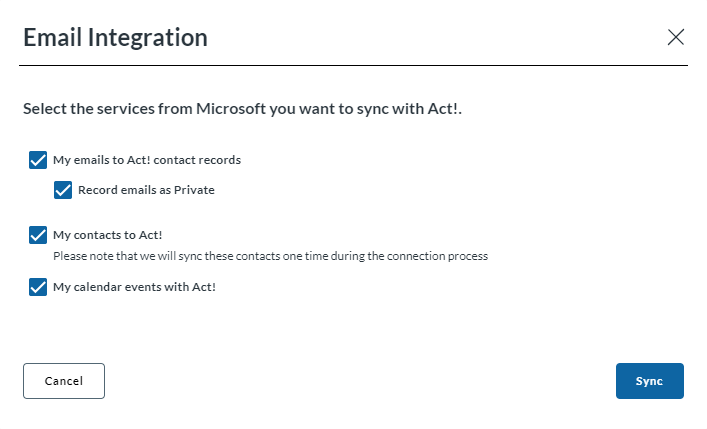 How to set up the Online Email Integration with Act! Cloud