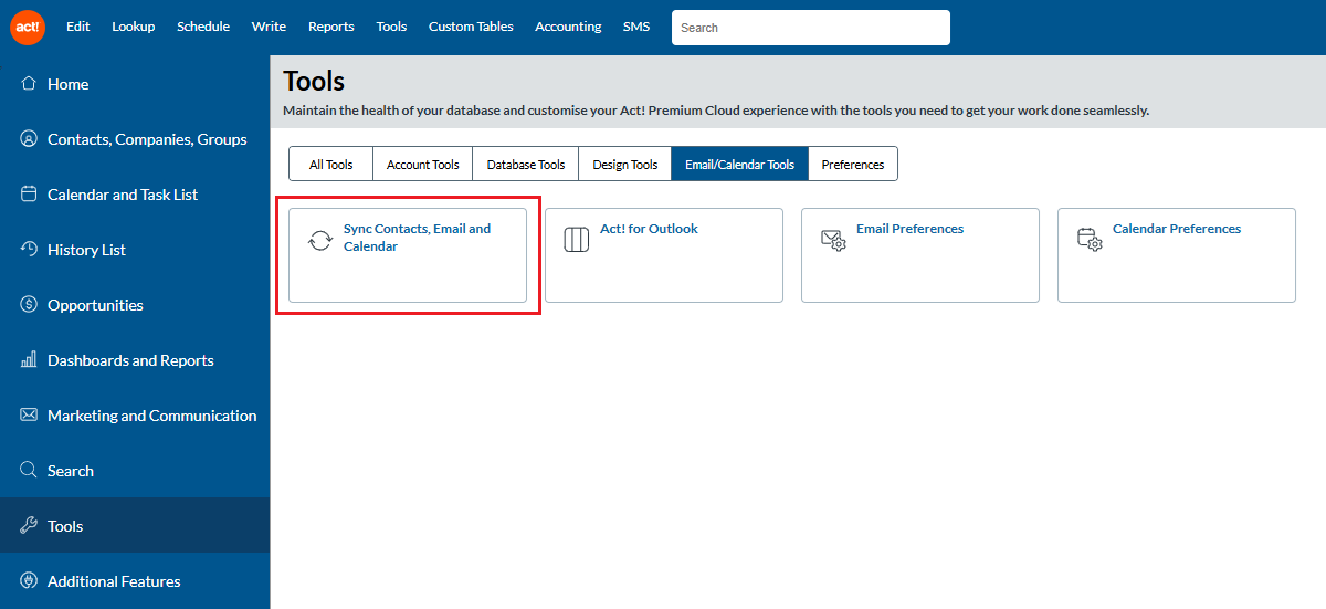 How to set up the Online Email Integration with Act! Cloud
