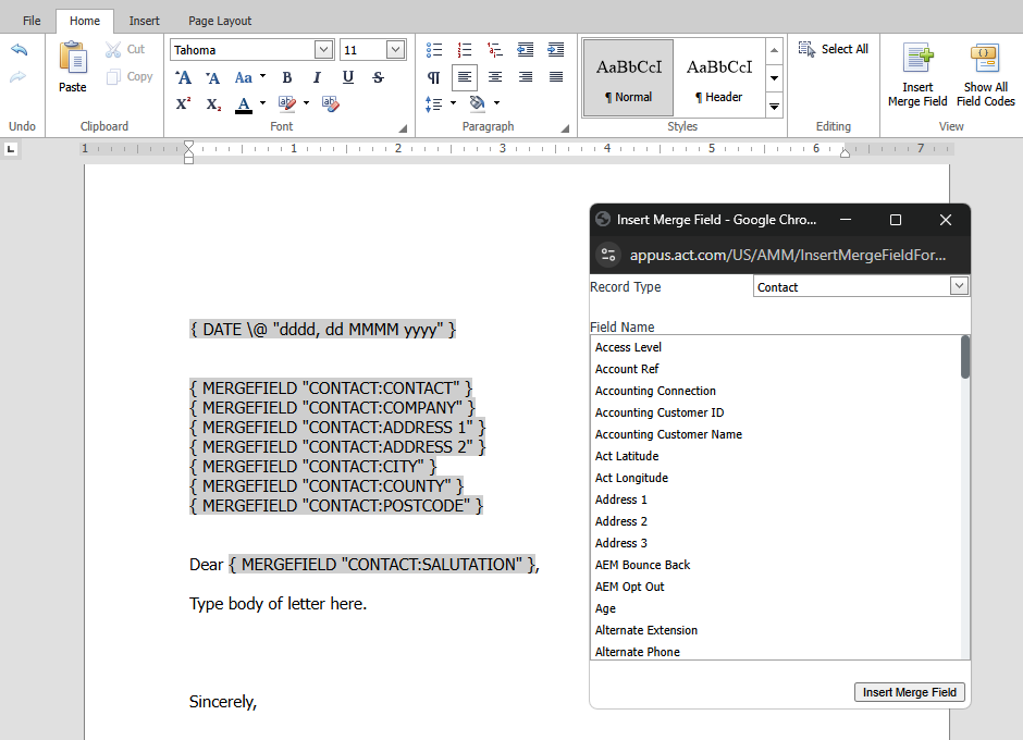 How do I Convert and Manage Templates for the Mail Merge Feature in Act ...